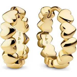 DEVATA Sweet Heart Hoop Earrings - Yellow Gold