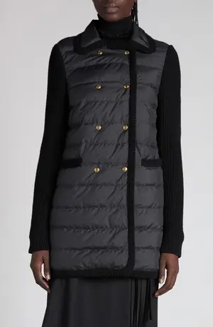 Moncler Double-breasted Knit And Quilted Down Cardigan