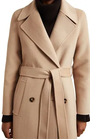 REISS Double-breasted Wool-blend Coat - Neutral