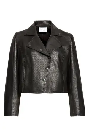 Akris Cropped Perforated Leather Jacket - Black
