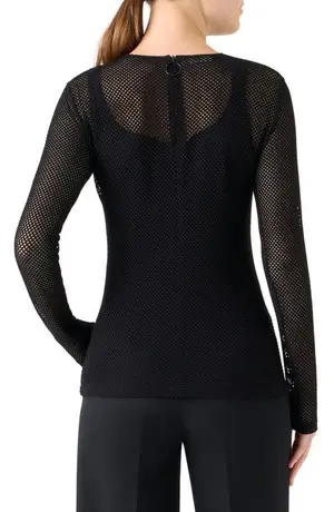 Akris Long Sleeve Sheer Fishnet Top