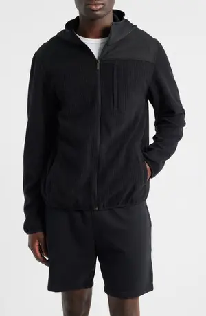 Zella Full Zip Grid Fleece Jacket - Black Caviar