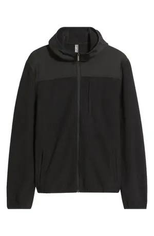 Zella Full Zip Grid Fleece Jacket - Black Caviar