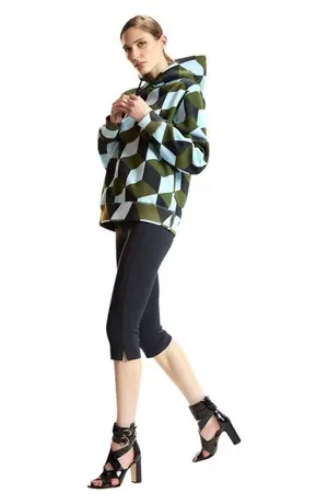 Cynthia Rowley Printed Hoodie - Geo Green/blue Combo