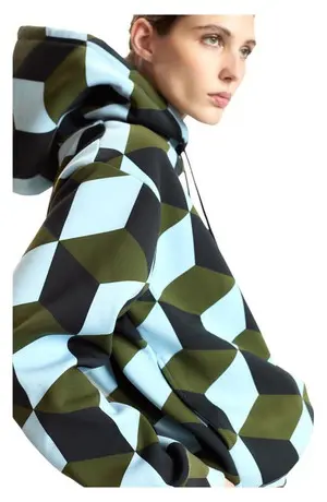 Cynthia Rowley Printed Hoodie - Geo Green/blue Combo