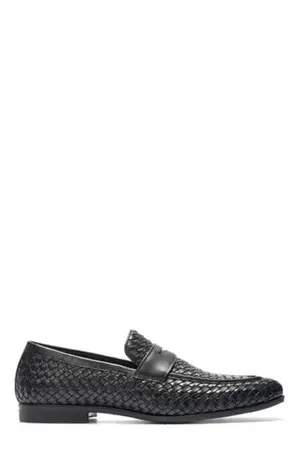 A. VEER Cairo Woven Loafer - Black Leather