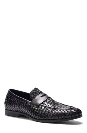 A. VEER Cairo Woven Loafer - Black Leather