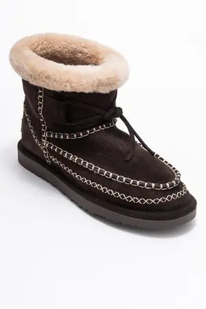 FOREVER & ALWAYS SHOES Jorel Leather Fur Lined Ankle Boot - Brown Suede Leather