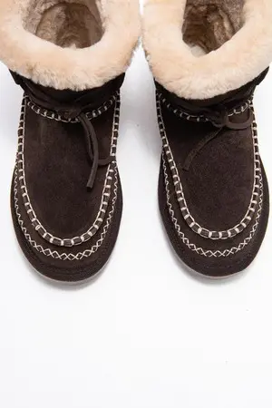 FOREVER & ALWAYS SHOES Jorel Leather Fur Lined Ankle Boot - Brown Suede Leather