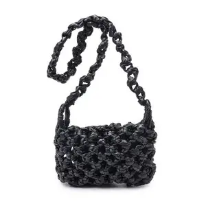 MODA LUXE Braided Woven Crossbody - Black
