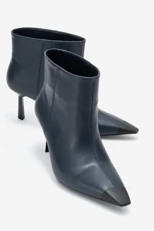 PROLOGUE SHOES Rassel Pointed Toe Boots - Navy Faux Leather