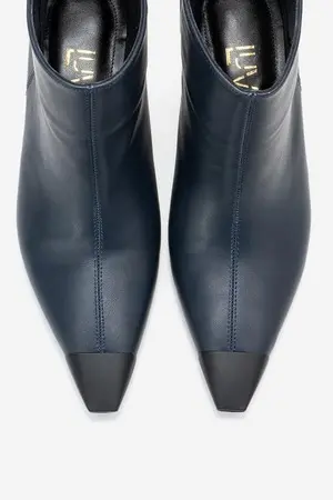 PROLOGUE SHOES Rassel Pointed Toe Boots - Navy Faux Leather