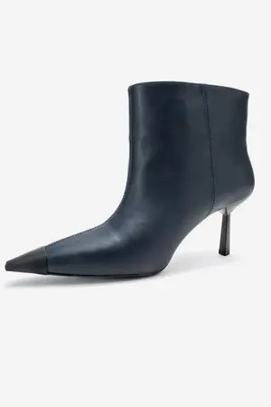 PROLOGUE SHOES Rassel Pointed Toe Boots - Navy Faux Leather