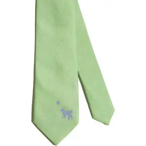 LOST PATTERN Silk Tie With Embroidery Green
