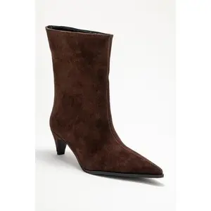 FOREVER & ALWAYS SHOES Aleo Leather Pointed Toe Boots - Brown Suede Leather