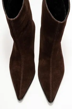 FOREVER & ALWAYS SHOES Aleo Leather Pointed Toe Boots - Brown Suede Leather
