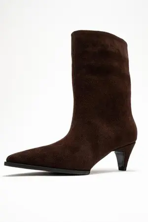 FOREVER & ALWAYS SHOES Aleo Leather Pointed Toe Boots - Brown Suede Leather