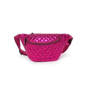 MODA LUXE Quilted Metallic Belt Bag - Fuchsia