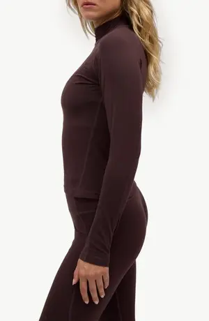 HALFDAYS Clare Mock Neck Top - Americano