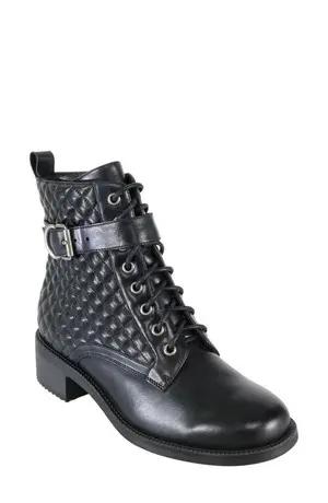 DAVID TATE Leather Quilted Bootie - Black