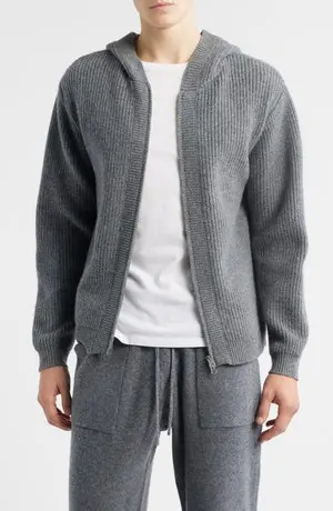 KROST Rib Wool Hooded Zip Cardigan