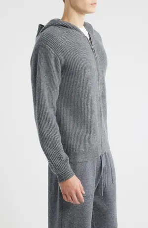KROST Rib Wool Hooded Zip Cardigan