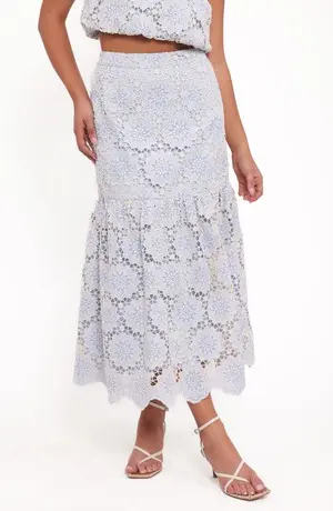 PETAL & PUP Lace One-shoulder Crop Top And Maxi Skirt Set