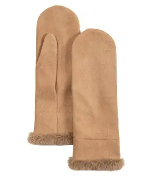 Echo Stretch Suede Mittens - Camel