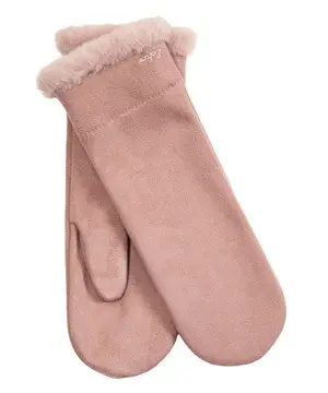 Echo Stretch Suede Mittens - Powder Pink
