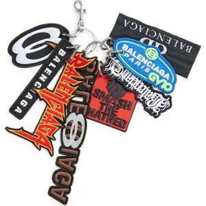 Balenciaga Patches Key Ring - Red Multi