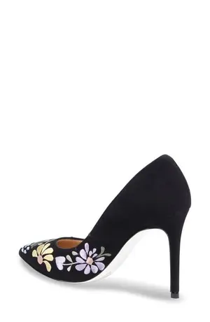 Ron White Embroidered Pointed Toe Pumps - Onyx Multi
