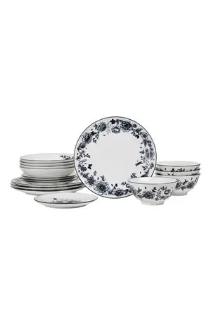 STONE + LAIN Esme Porcelain 16-piece Dinnerware Set - Black