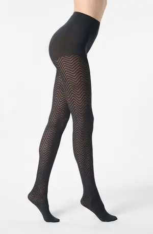 Oroblu Herringbone Opaque Tights - Nearly Black