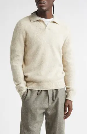 De Bonne Facture Long Sleeve Wool Polo Sweater