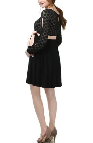 KIMI + KAI Polka Dot Lace Maternity Dress