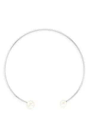 Shashi Jemima Faux Pearl Open Choker Necklace - Silver/pearl