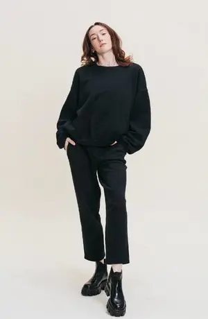 OCIO Organic Cotton Teddy Cropped Pants - Black