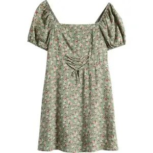 LOVE, FIRE Floral Puff Sleeve Dress