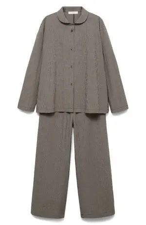 Mango Gingham Stretch Cotton Pajamas Chocolate