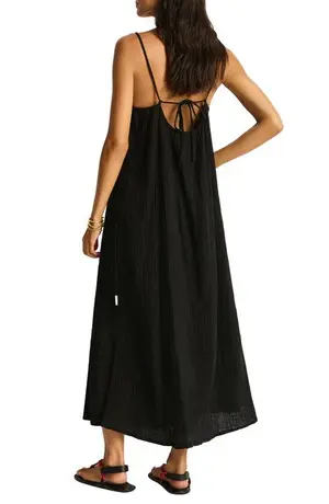SEA LEVEL Sunset Tie Back Cover-up Dress - Black