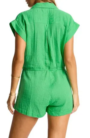 SEA LEVEL Sunset Cotton Romper - Kelly Green