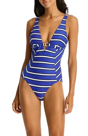 SEA LEVEL Voyage Chain Link One-piece Swimsuit - Amalfi Blue
