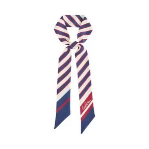 LOST PATTERN La Mariniere" Silk Skinny Scarf - Navy