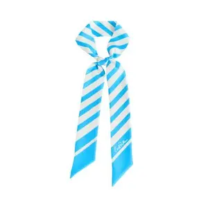 LOST PATTERN La Mariniere" Silk Skinny Scarf - Sky Blue