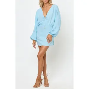 L*Space Deia Long Sleeve Cover-up Minidress - Tourmaline