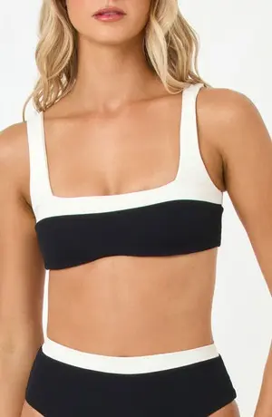 L*Space Zuri Rib & Jersey Bikini Top - Black/cream
