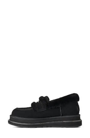 UGG X Sacai Genuine Shearling Trim Penny Loafer - Black