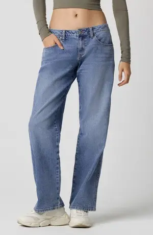 FLORENCE BY MILLS Low Rise Straight Leg Jeans - Med Wash