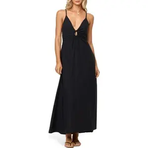 L*Space Mabel Maxi Cover-up Dress With Keyhole Tie - Black