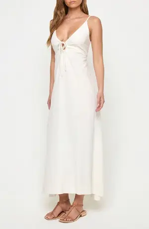 L*Space Mabel Maxi Cover-up Dress With Keyhole Tie - Cream